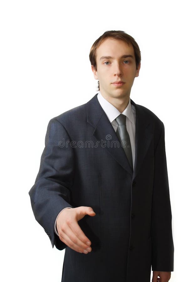 Young Business Man Approaching for a Hand Shake Stock Image - Image of ...