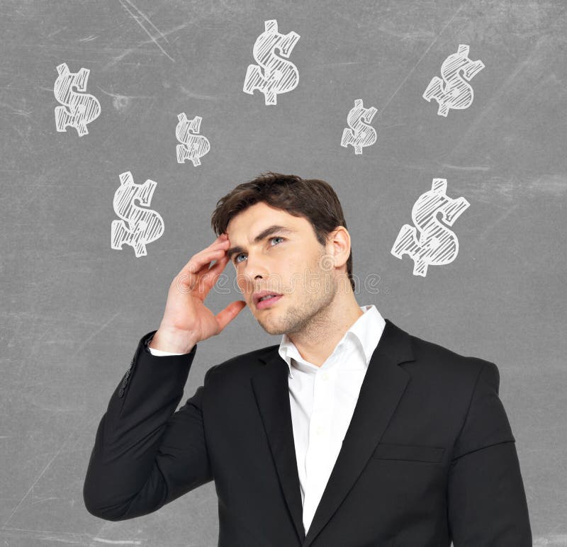 Young Business Man Brainstorming Stock Photo - Image of business ...