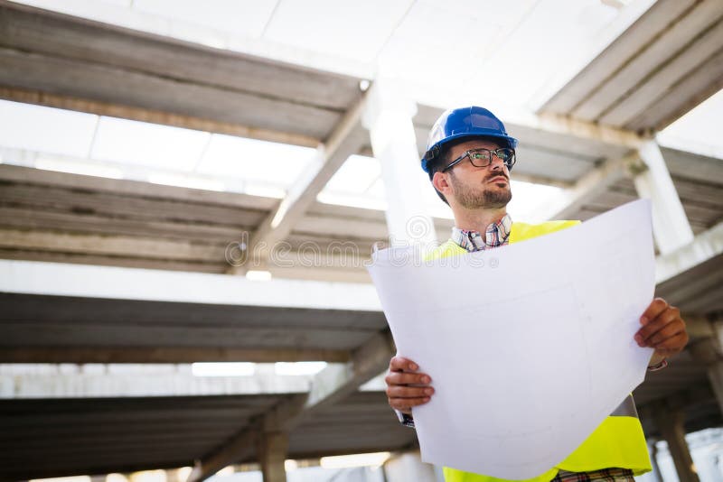 Young Business Man Construction Site Engineer Stock Image - Image of ...
