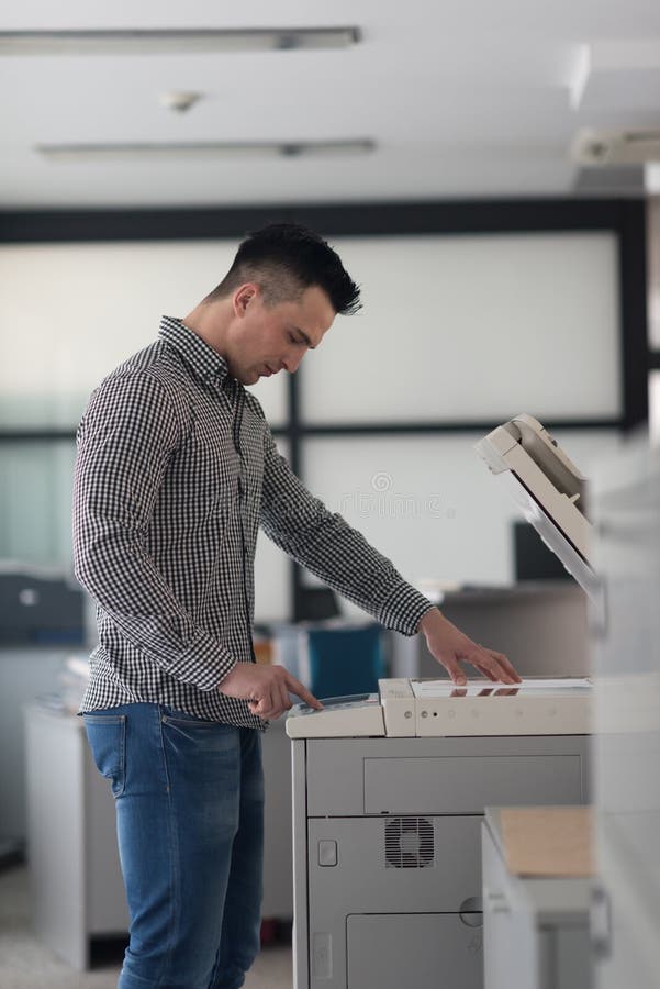 Young Business Man Copy Documents Stock Image - Image of photocopier ...