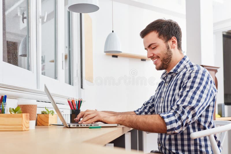 Young Business Man in E-learning Stock Photo - Image of desk, office ...