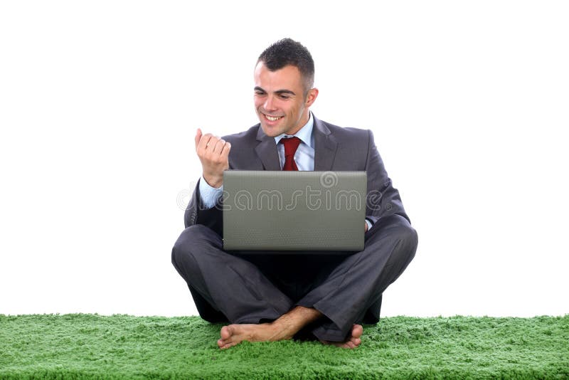 Young Business Man Feeling Ok Stock Image - Image of computer ...
