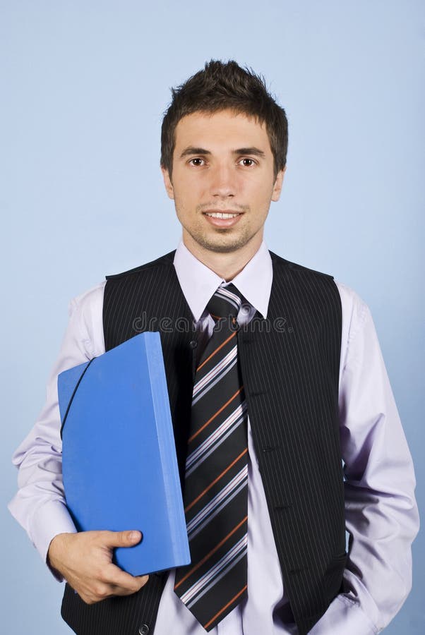 Young Business Man with Folder Stock Photo - Image of paper, business ...