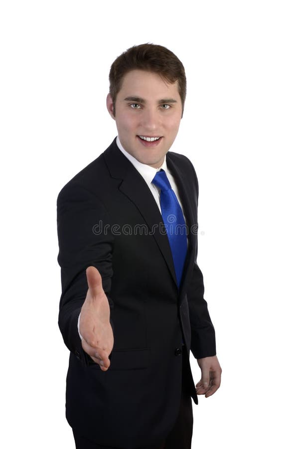 Young Business Man Giving Hand Stock Image - Image of isolated, smiling ...