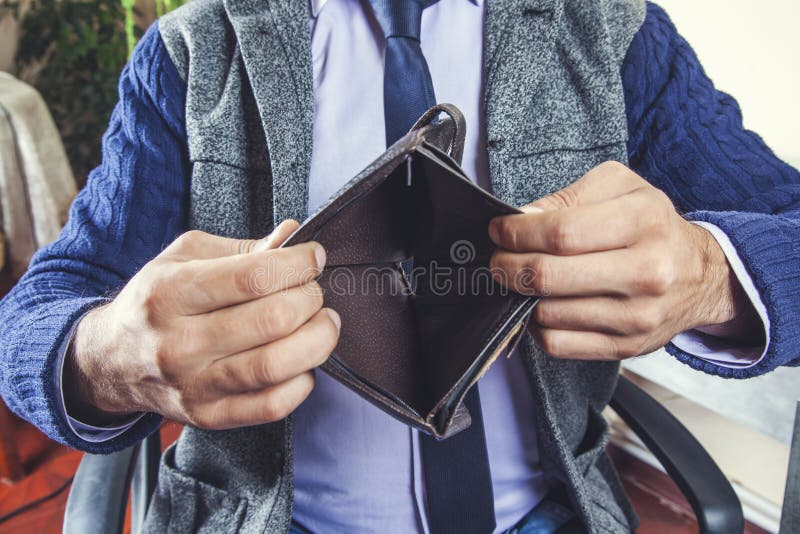 Man hand empty wallet stock photo. Image of poverty - 165234804