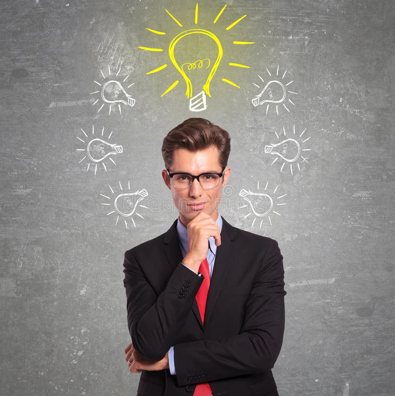 Man Thinking at Too Many Things Stock Photo - Image of scrambled, goals ...