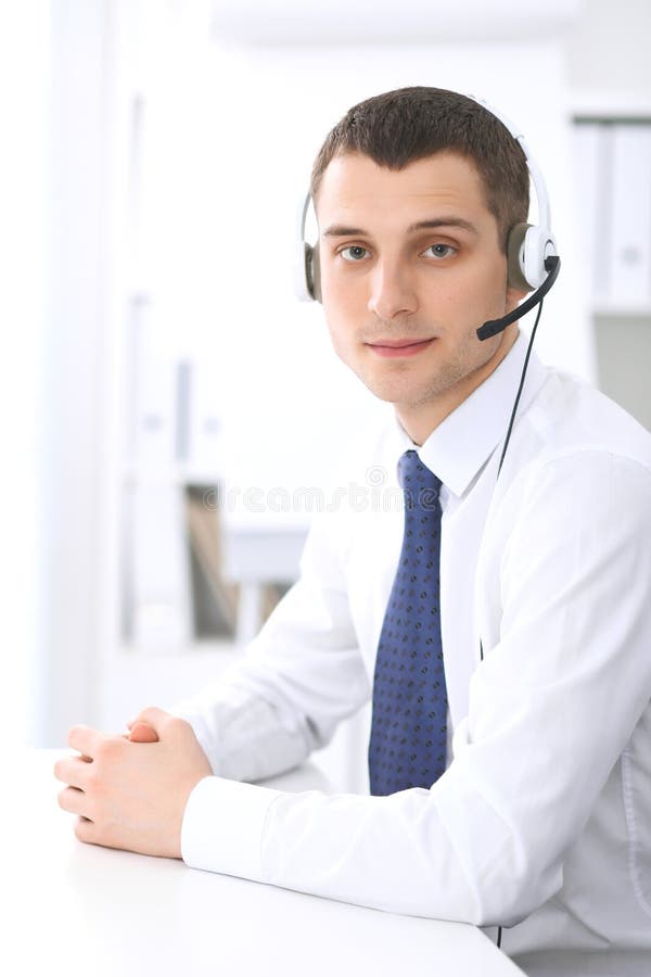 Young Business Man in Headset. Call Center Stock Photo - Image of ...
