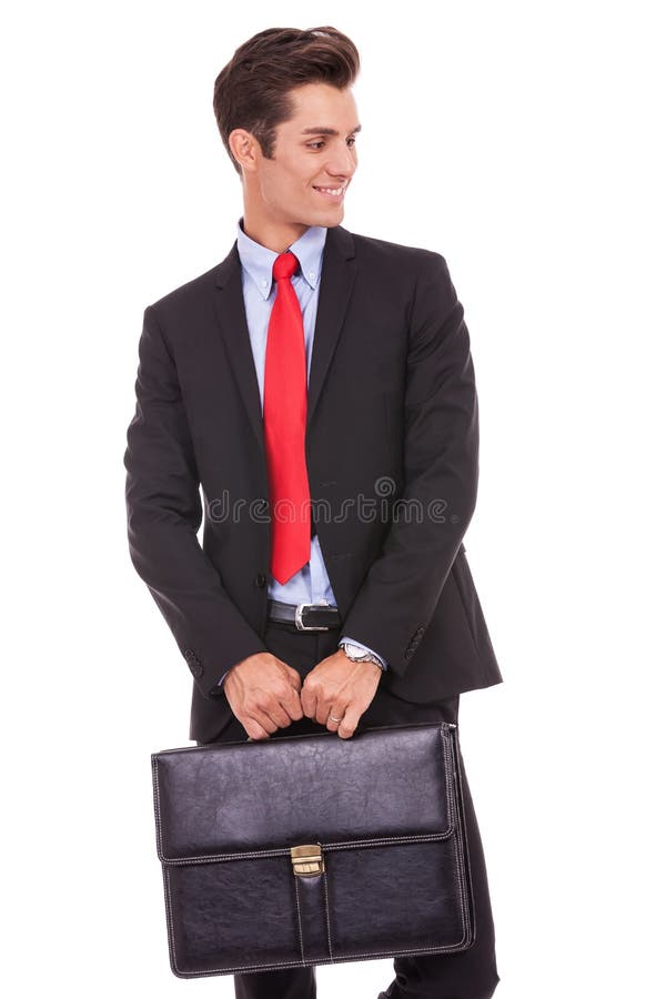 Business Man with Briefcase Talking on Phone Stock Image - Image of ...