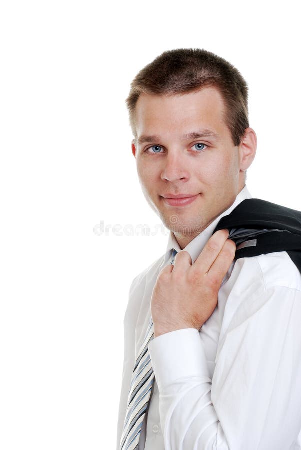 Young Business Man Holding His Jacket Stock Photo - Image of male ...