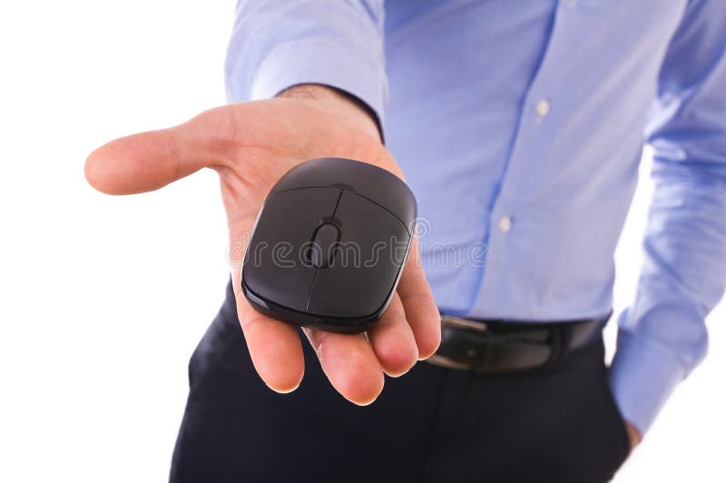 Businessman holding mouse. stock image. Image of employee - 29789167
