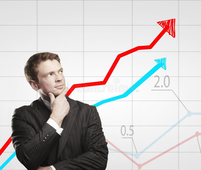 Young Business Man Look at a Graph. Stock Image - Image of finance ...
