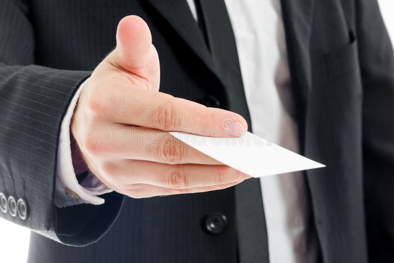 Business man offering card stock photo. Image of frame - 30285208