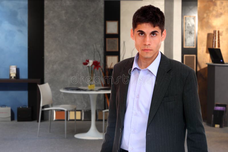Young Business Man at Office Building Stock Photo - Image of good ...
