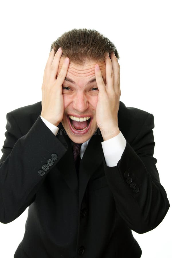 Young Business Man in Panic Stock Photo - Image of businessman ...