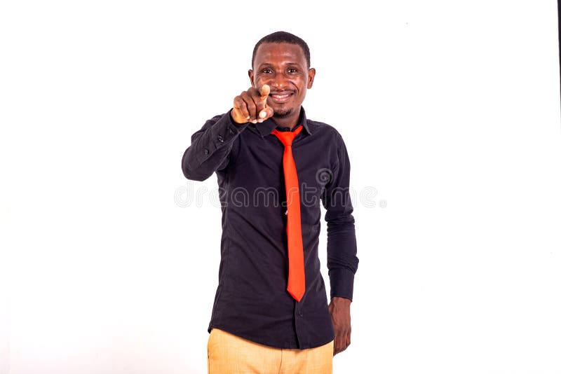 Young Business Man Pointing Face Forward Smiling Stock Photo - Image of ...