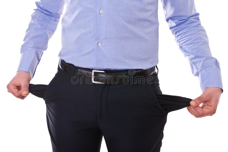Broke and Poor Business Man with Empty Pockets Stock Photo - Image of ...