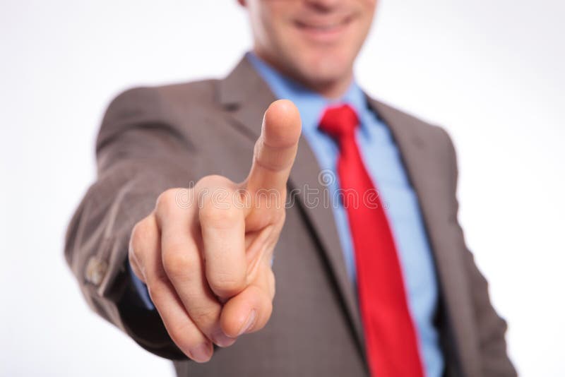 Business Man Pushing a Play Button Stock Photo - Image of people, pause ...