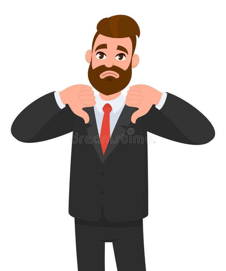 Young Business Man Showing Thumbs Down Sign, Dislike, Looks WithYoung ... Young Business Man Showing Thumbs Down Sign, Dislike, Looks WithYoung ...