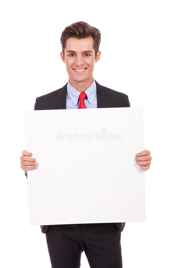 Young Business Man Showing You Blank Board Stock Image - Image of hands ...
