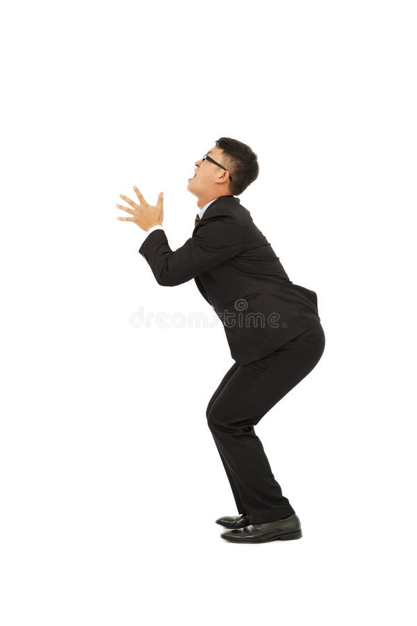 Young Business Man Standing a Funny Pose with White Background Stock ...