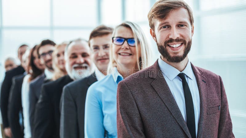 Young Business Man Standing in Line for an Interview Stock Photo ...