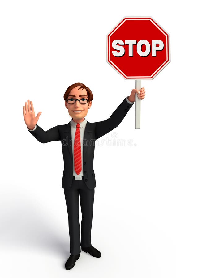 Man holding a stop sign stock illustration. Illustration of directing ...