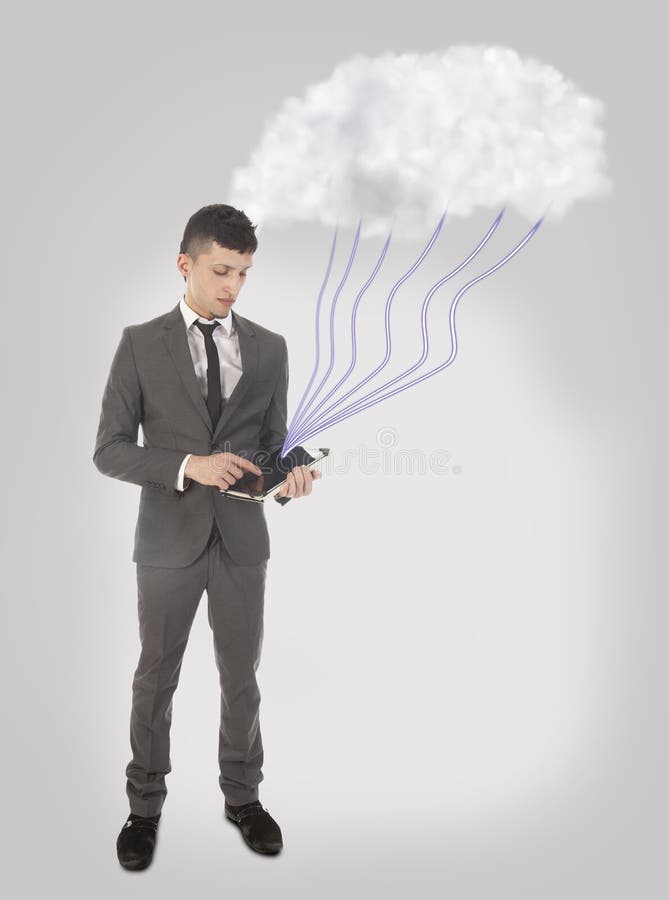 Young Business Man with Streaming Data Stock Photo - Image of music ...