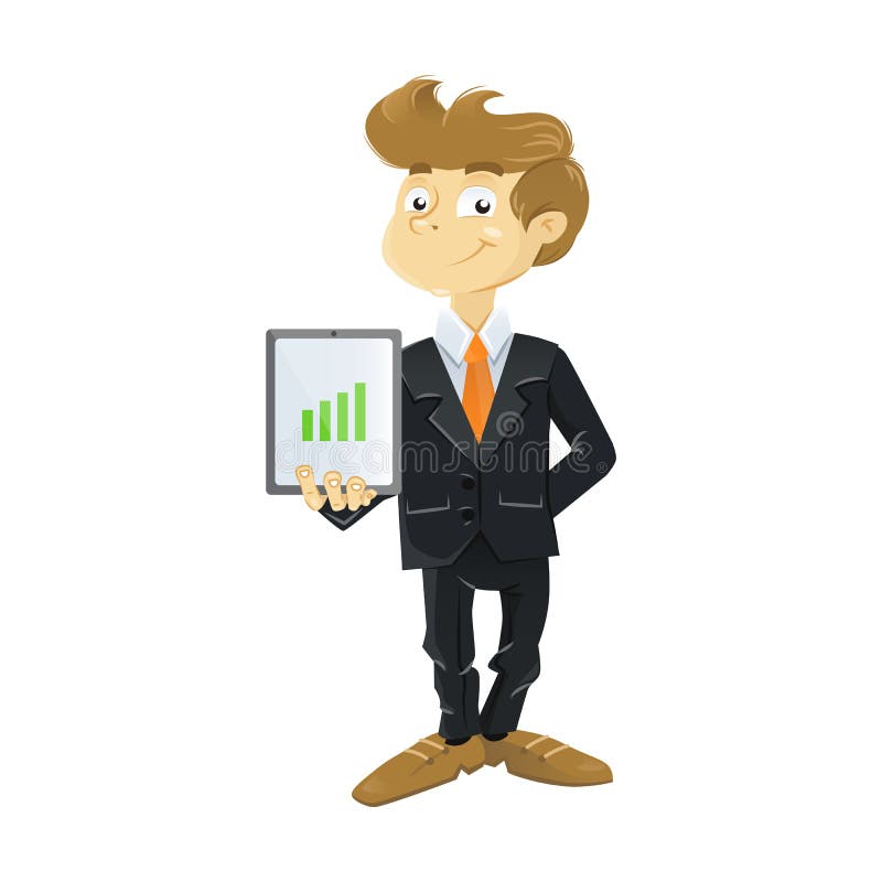 Young Business Man with Tablet Stock Illustration - Illustration of ...