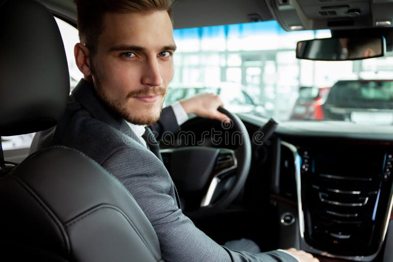 Young Business Man Test Drive New Car. Stock Image - Image of luxury ...