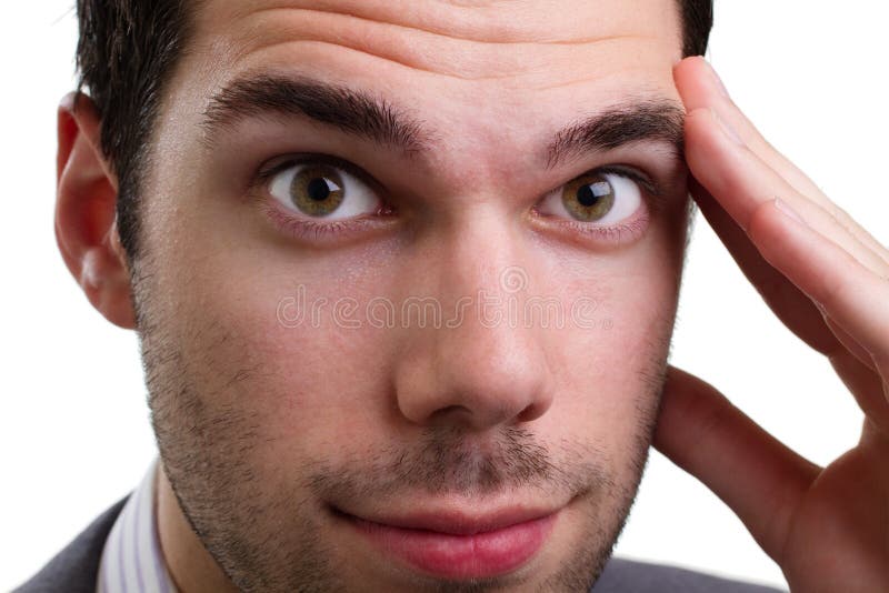 Young Business Man Thinking Hard, Worried Stock Image - Image of face ...