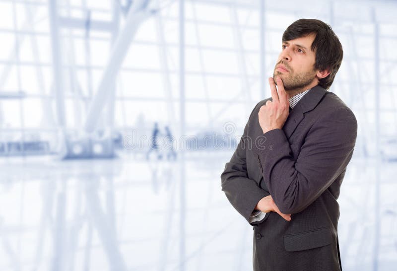 Businessman Thinking at the Office Stock Image - Image of portrait ...