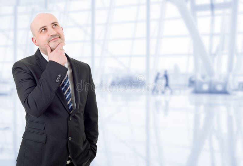 Businessman Thinking at the Office Stock Image - Image of caucasian ...