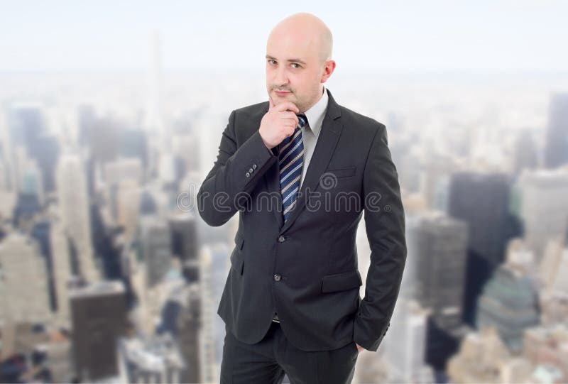 Businessman thinking stock photo. Image of people, office - 94797800