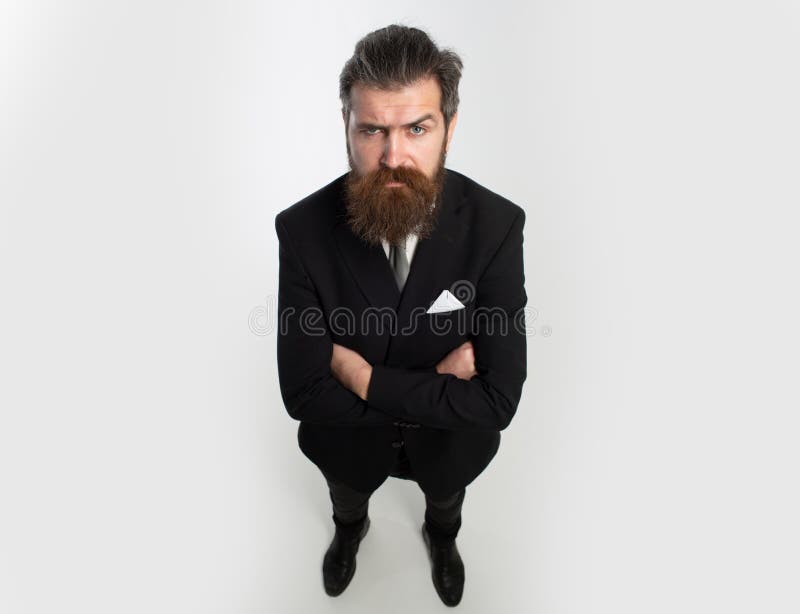Young Business Man with Tie in a Suit and West. Wide Angle, Top View ...