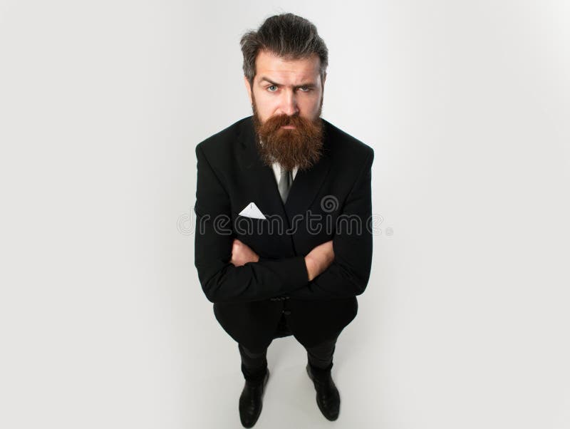 Young Business Man with Tie in a Suit and West. Wide Angle, Top View ...