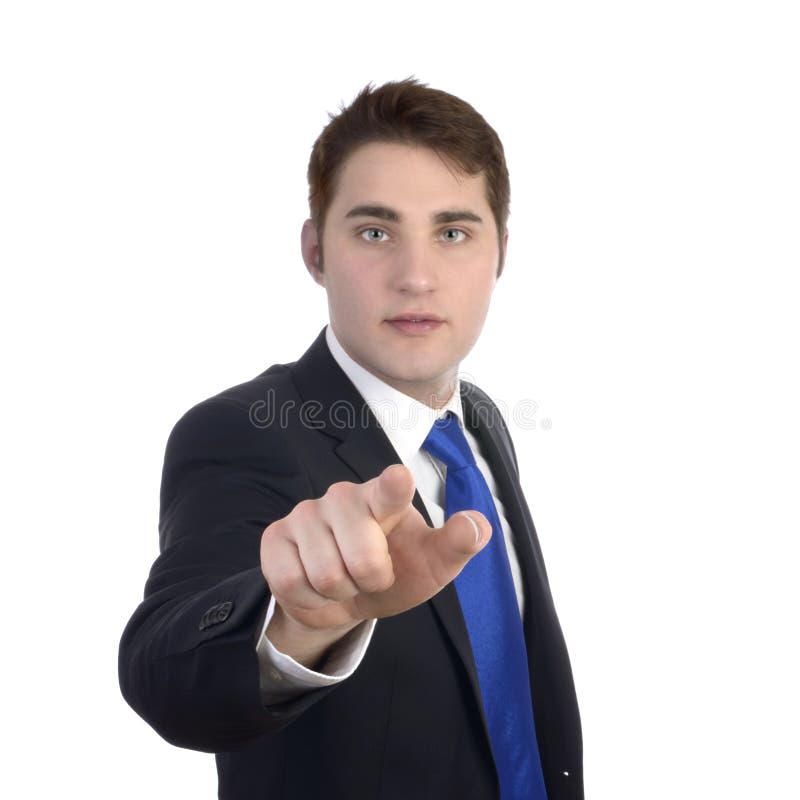 Young Business Man Touching Screen / Pointing with Finger Stock Image ...