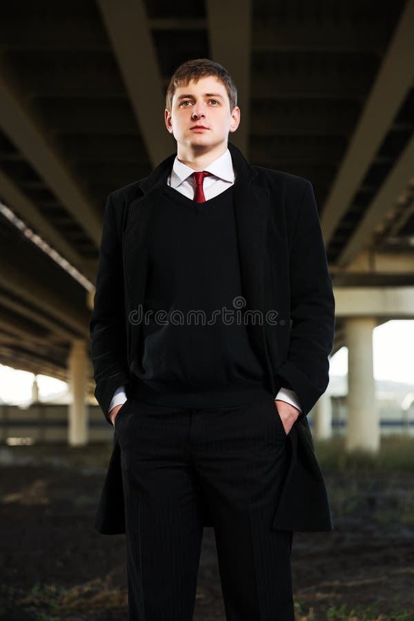 Young Business Man Under Highway Road Intersection Stock Photo - Image ...