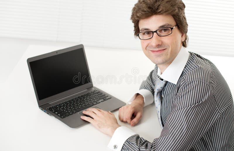 Young Business Man Using Laptop Stock Photo - Image of laptop ...