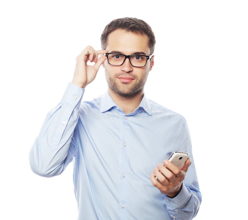 Young Business Man Using Mobile Phone. Stock Photo - Image of person ...