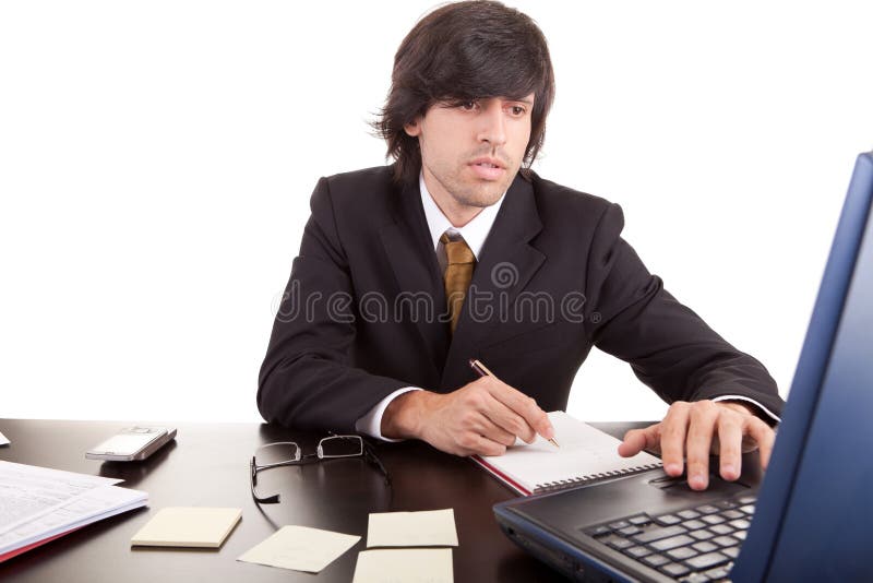 Young business man at work stock photo. Image of paperwork - 22825900