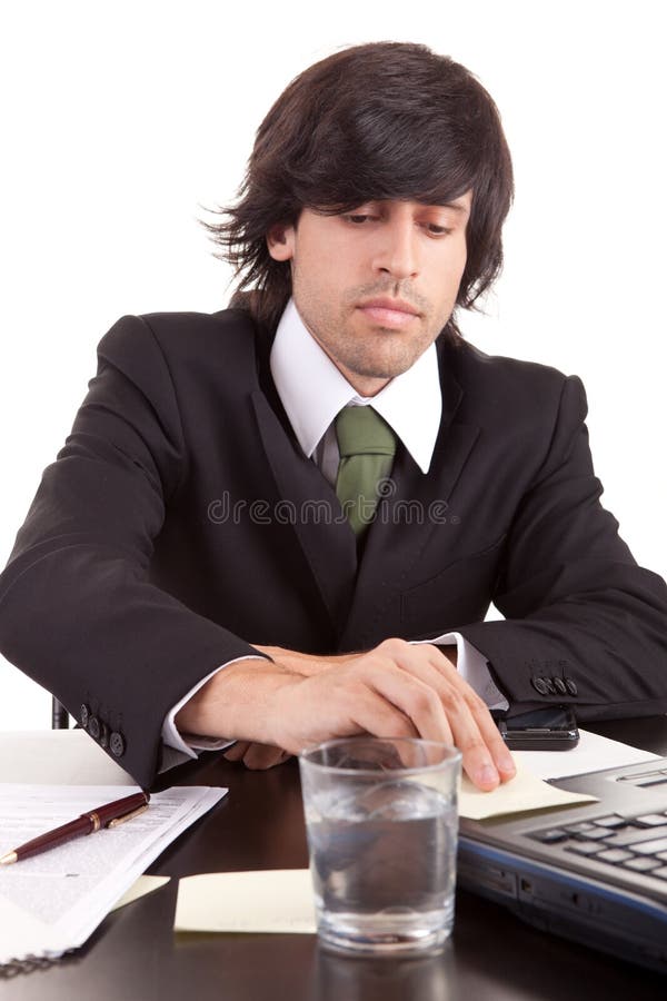 Young business man at work stock photo. Image of indoor - 22825966