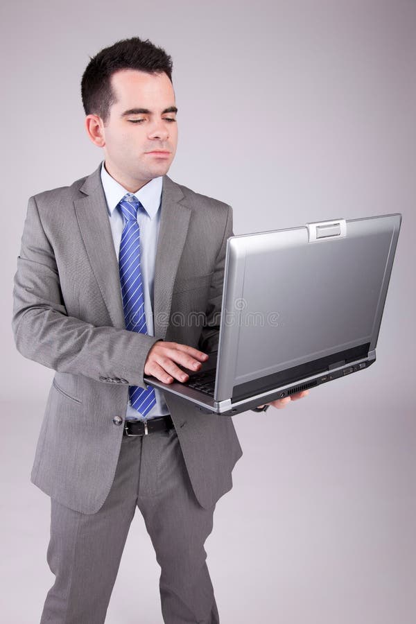 Young Business Man Working with Laptop Stock Photo - Image of portrait ...
