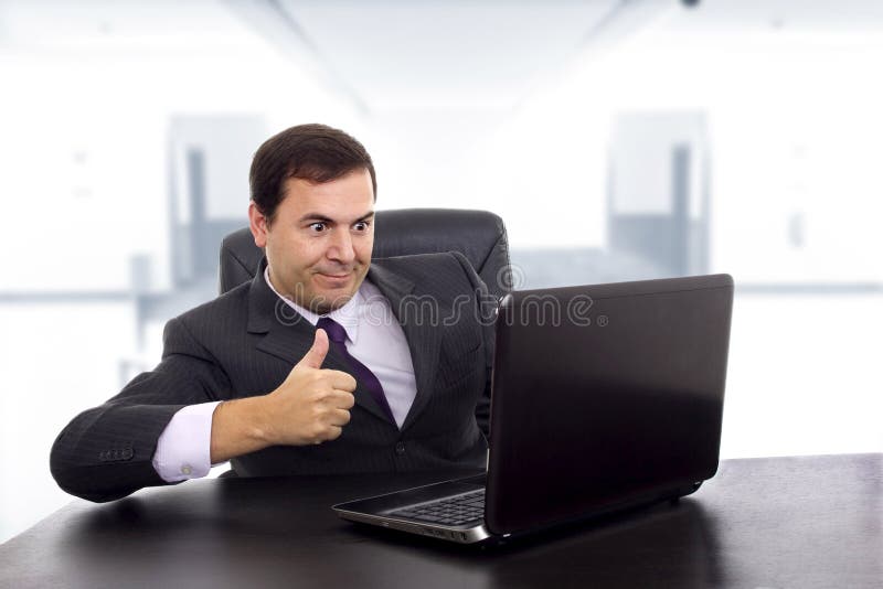 Young Business Man Working with is Laptop Stock Photo - Image of person ...