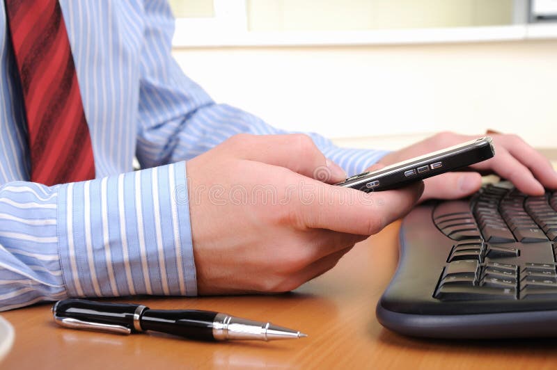 Businesswoman Holding Modern Mobile Pda Phone Stock Photo - Image of ...