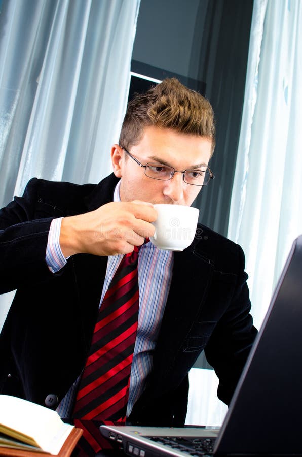 Young Business Man Working in the Office Stock Photo - Image of ...