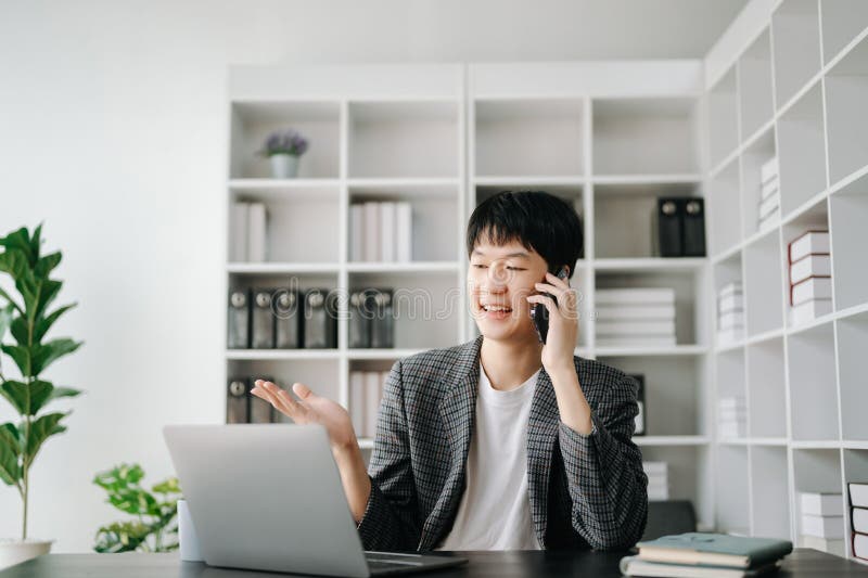 Young Business Man Working at Modern Office with Laptop, Tablet and ...