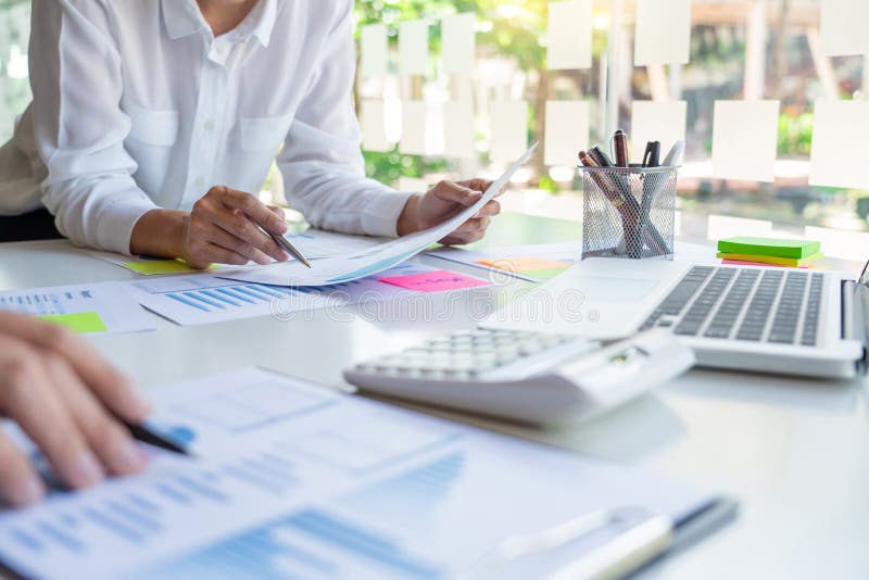 Young Business Managers Crew Working with New Startup Project Working ...