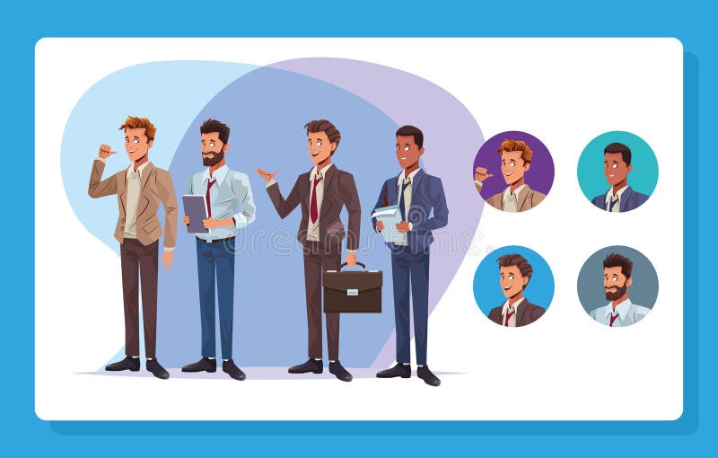 Young Business Men Workers Characters Stock Vector - Illustration of ...