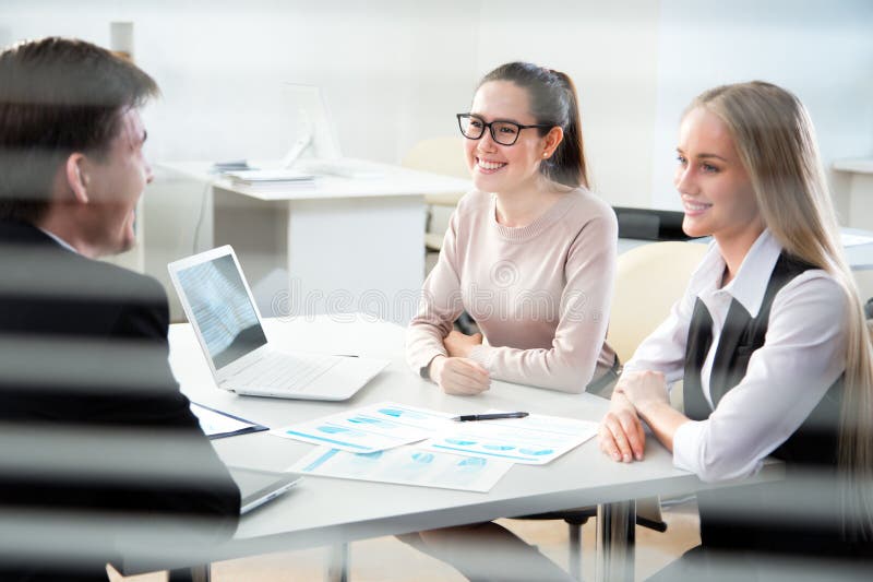 Young Business People Discussing a New Project at a Meeting Stock Image ...