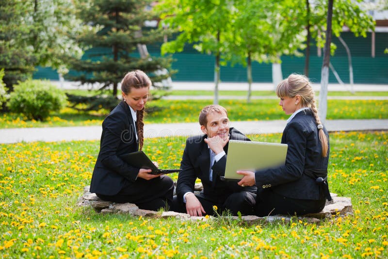 Young Business People with Laptop Stock Photo - Image of human ...